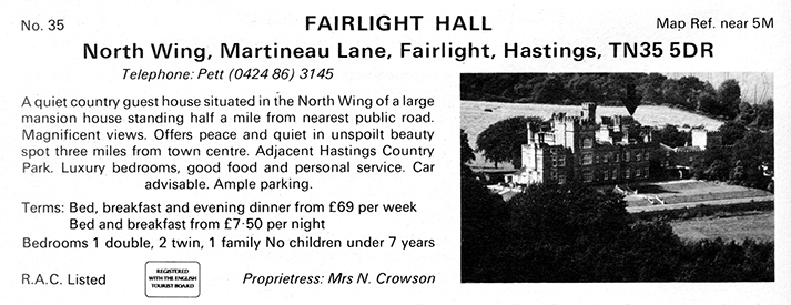 Fairlight Hall Guest House - Hastings UK Photo Archive
